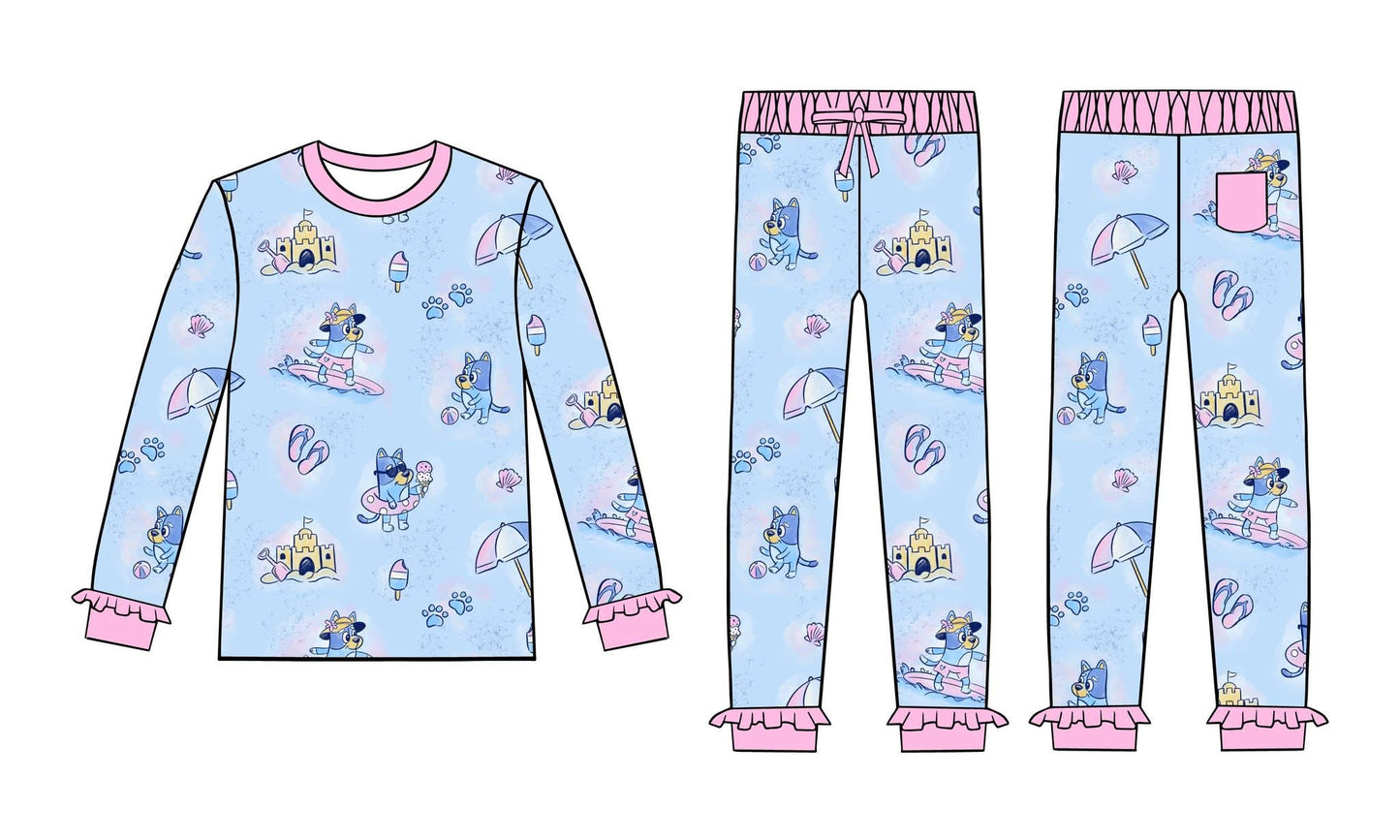 (2026 Blue Pup Beach Day) Long Sleeve Set – Ruth Charlotte Clothing